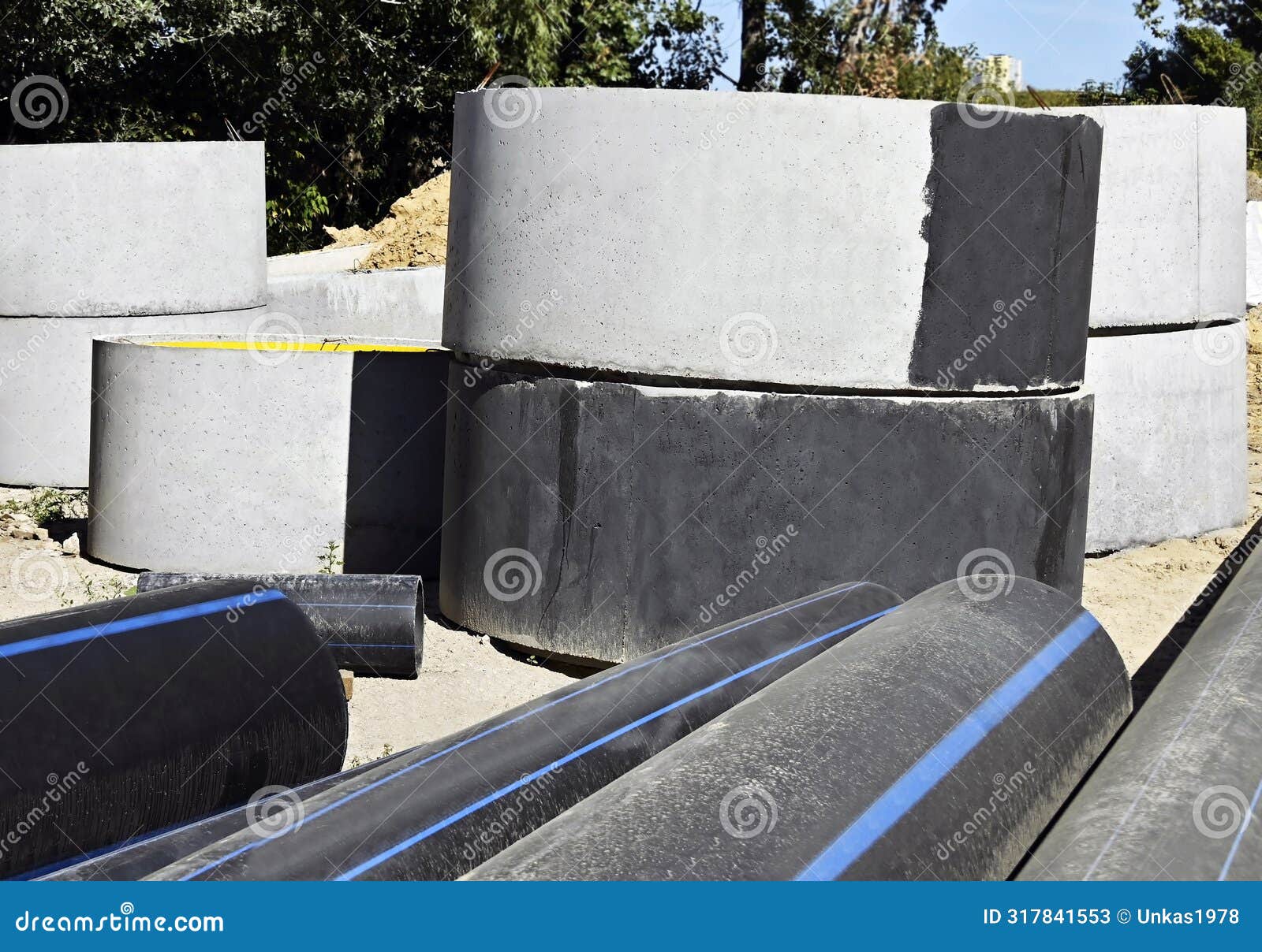 Concrete Circle Pit and PVC Pipe Stock Image - Image of concrete ...