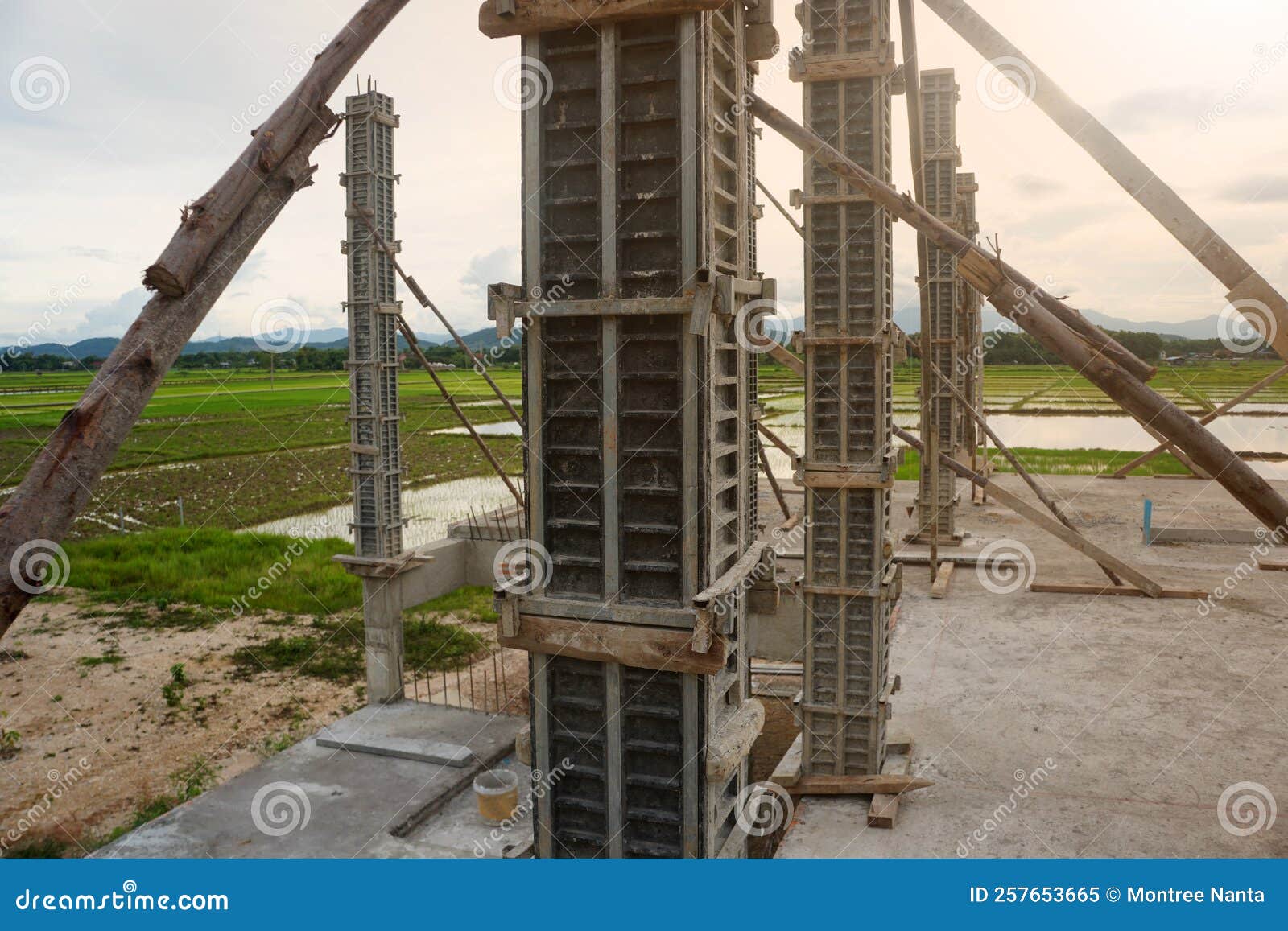 Concrete Column Formwork on the Second Floor of a Building ...