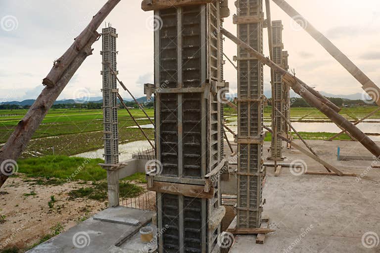 Concrete Column Formwork on the Second Floor of a Building ...