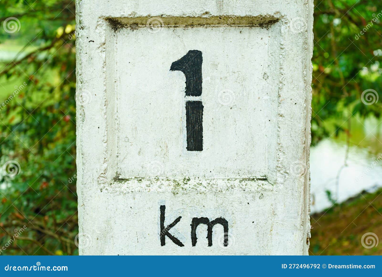 Concrete Column with the Inscription 1 Kilometer Stock Photo - Image of ...