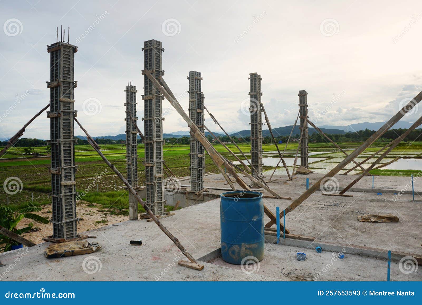 Concrete Column Formwork on the Second Floor of a Building ...