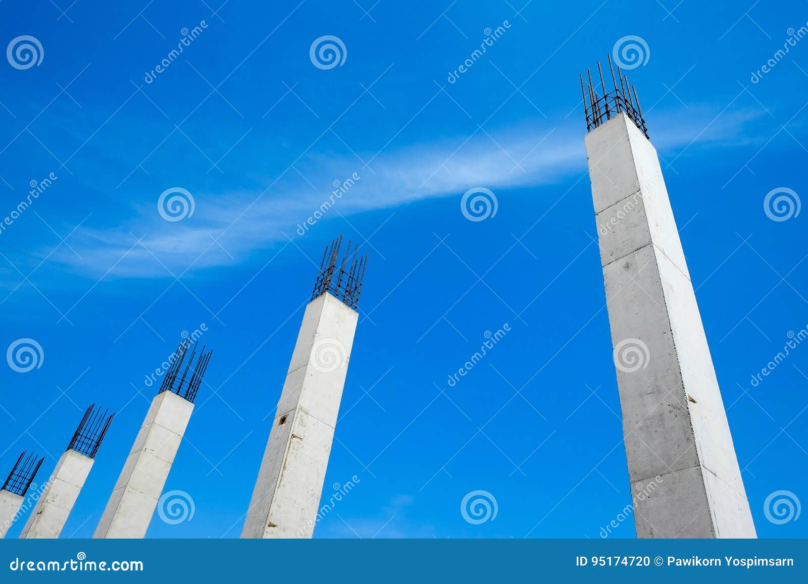 Concrete Column Structure in Construction Site Stock Photo - Image of ...