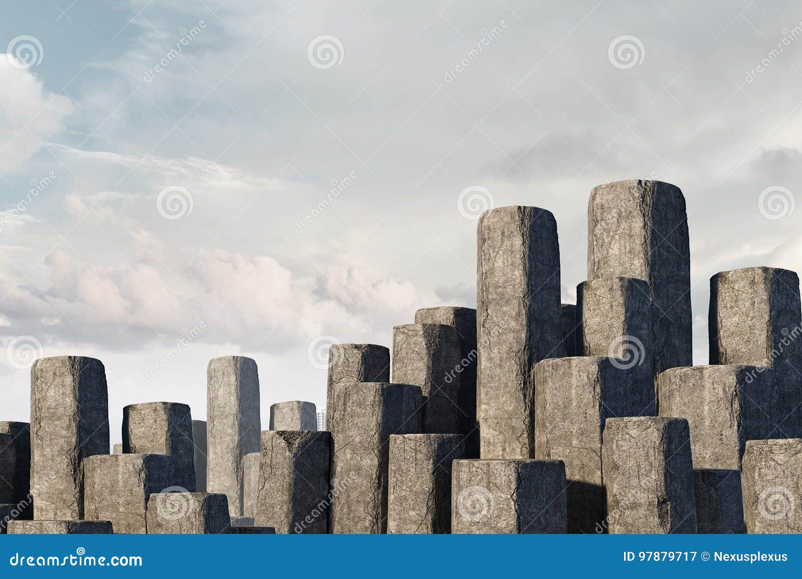 Concrete Columns As Graph. Mixed Media Stock Illustration ...