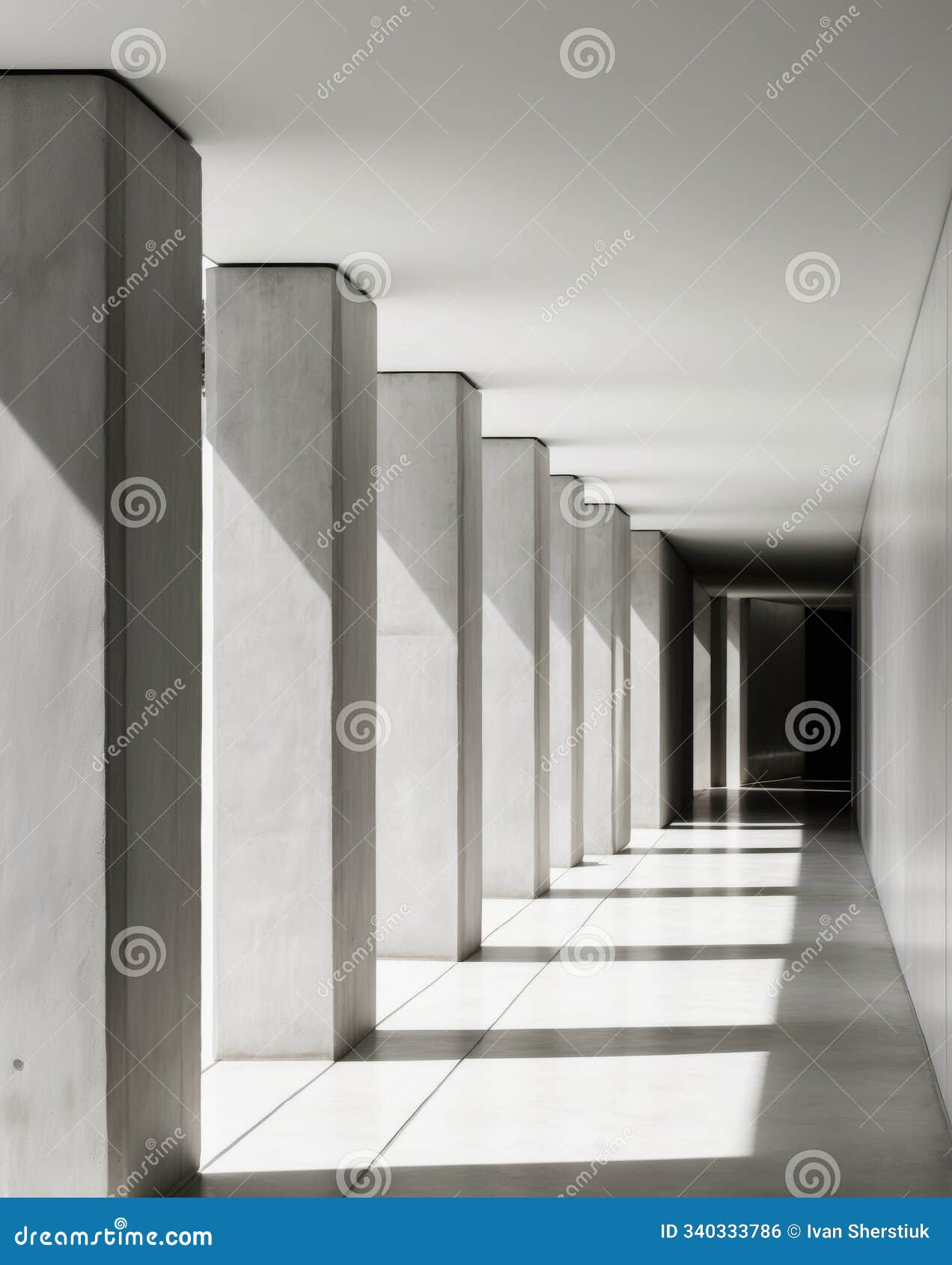 Concrete Columns Cast Shadows in an Architectural Passageway. Stock ...