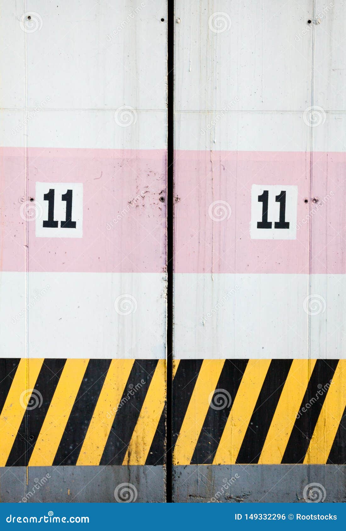 Concrete Columns with Numbers Stock Photo - Image of diagonal, marking ...