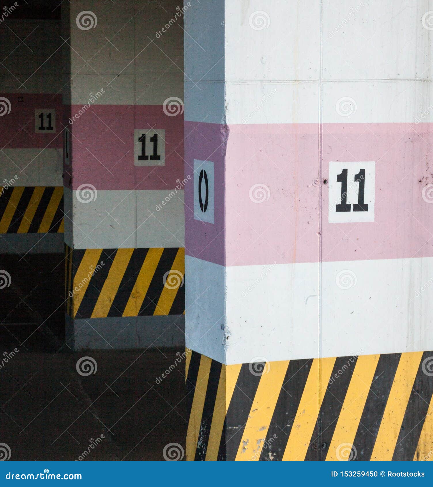 Concrete Columns with Numbers Stock Photo - Image of abstract, pink ...