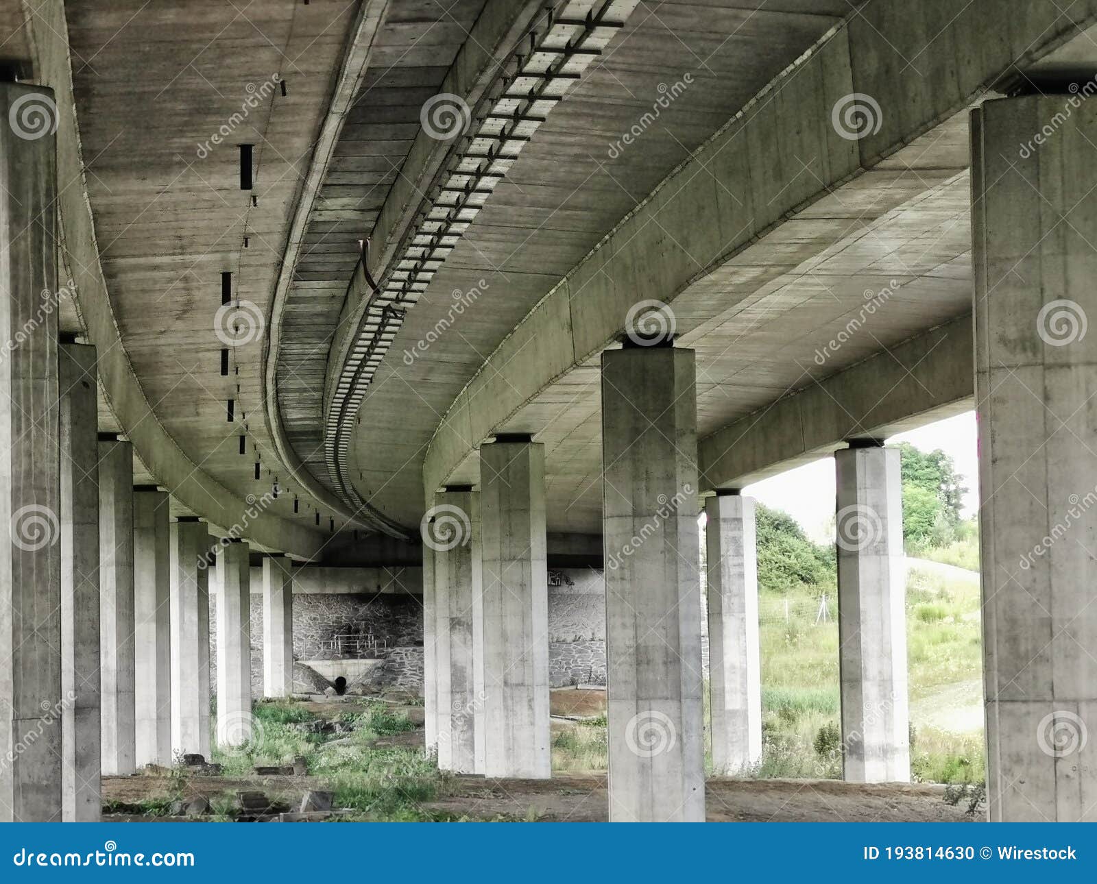 Concrete Columns of the Overpass Stock Photo - Image of connection ...