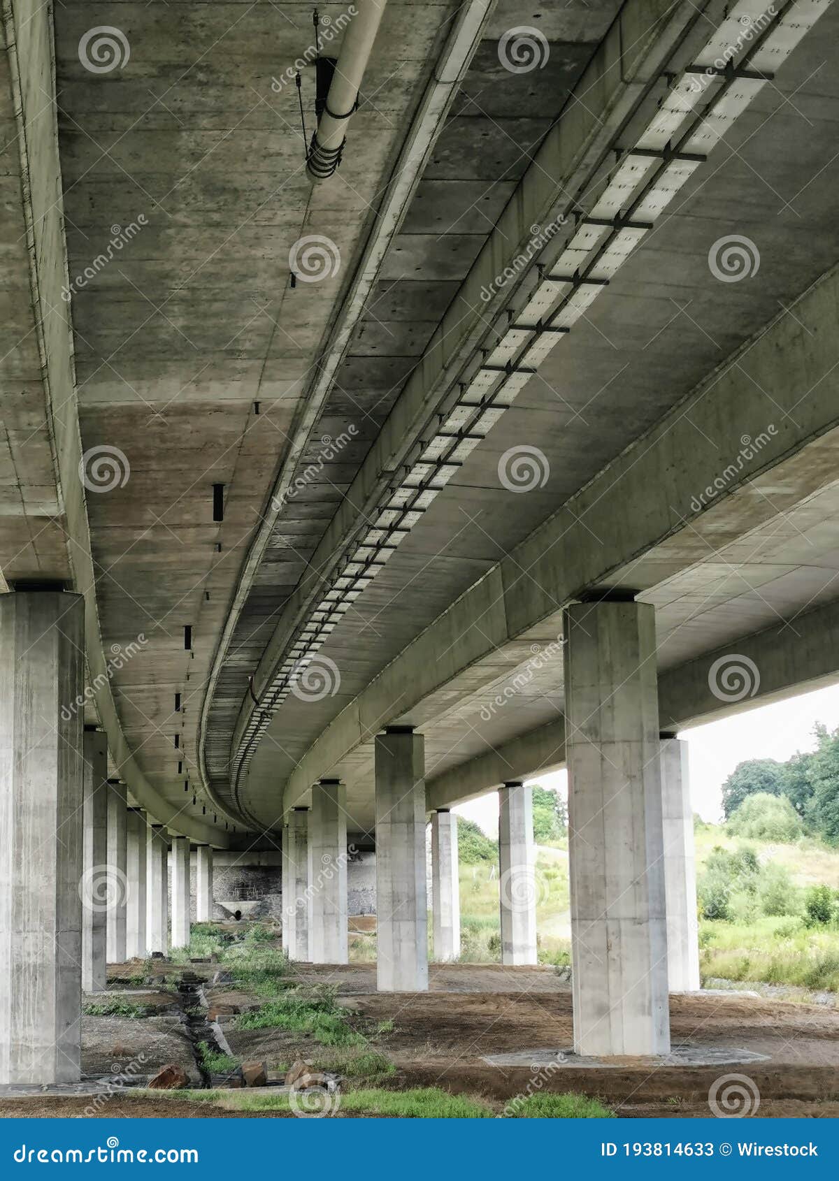 Concrete Columns of the Overpass Stock Image - Image of road, bridge ...