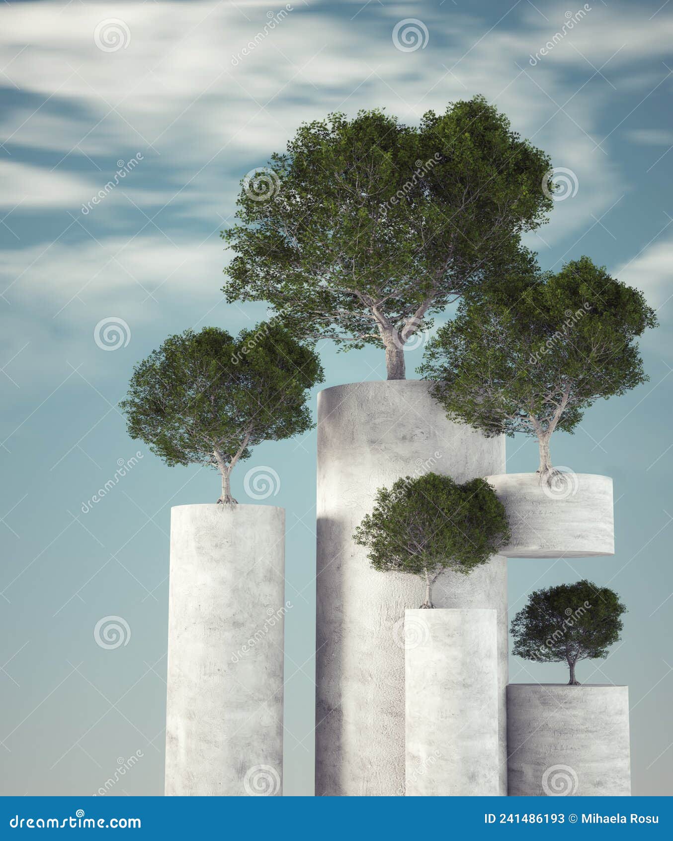 Concrete Columns with Trees Stock Illustration - Illustration of ...