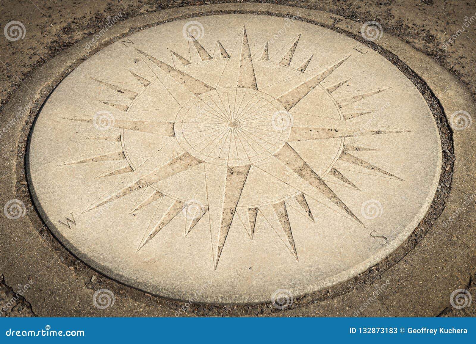 Concrete Compass Rose stock image. Image of travel, concrete - 132873183