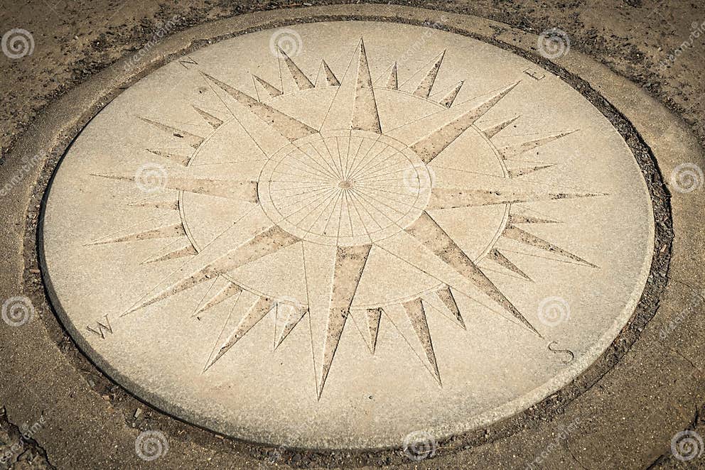 Concrete Compass Rose stock image. Image of travel, concrete - 132873183