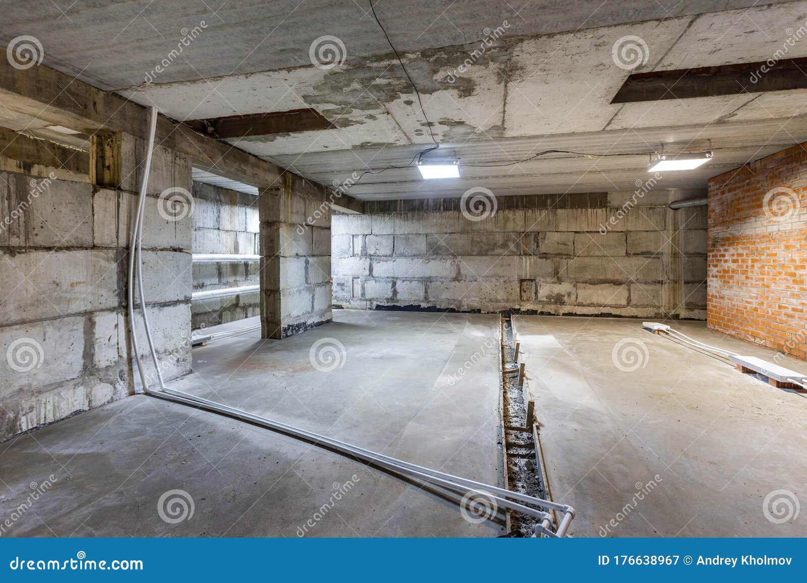Concrete Construction of Basement of Large Building Stock Image - Image ...