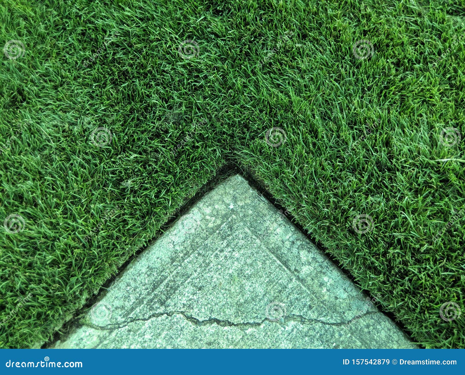 Concrete Corner in Well Kept Grass Stock Image - Image of texture ...