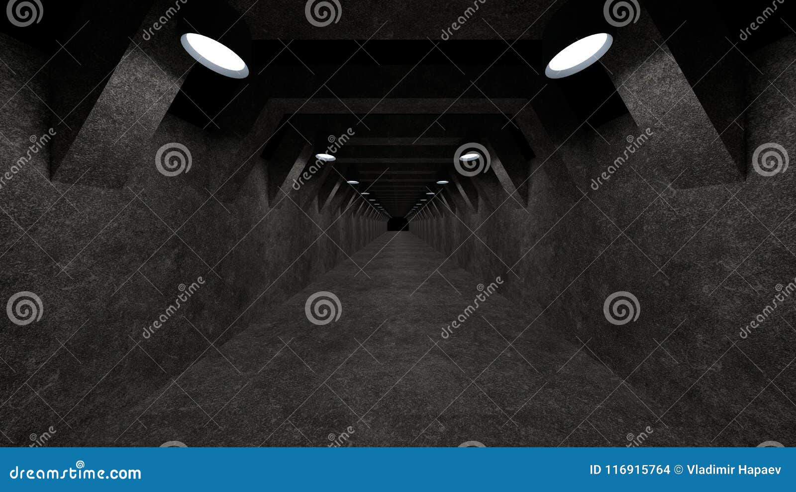 A Concrete Corridor Template with Lighting for Use As a Background for ...