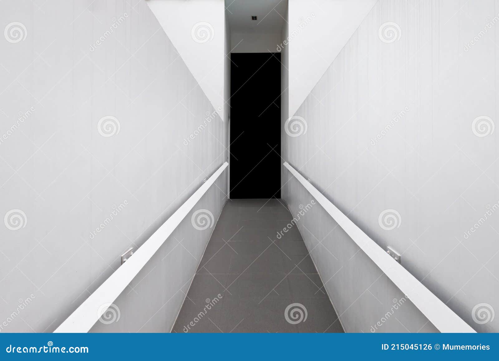 Concrete Corridor with White Wall and Granite Tile Stock Photo - Image ...