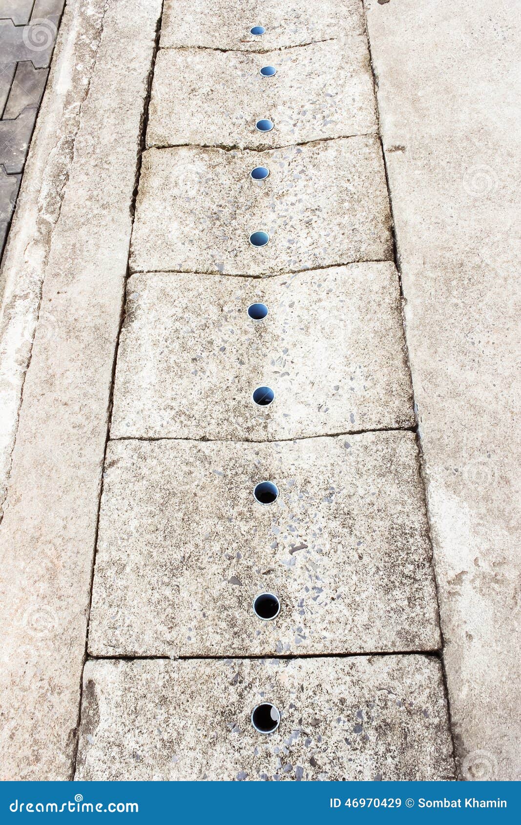 Concrete cover of gutter stock image. Image of concrete - 46970429