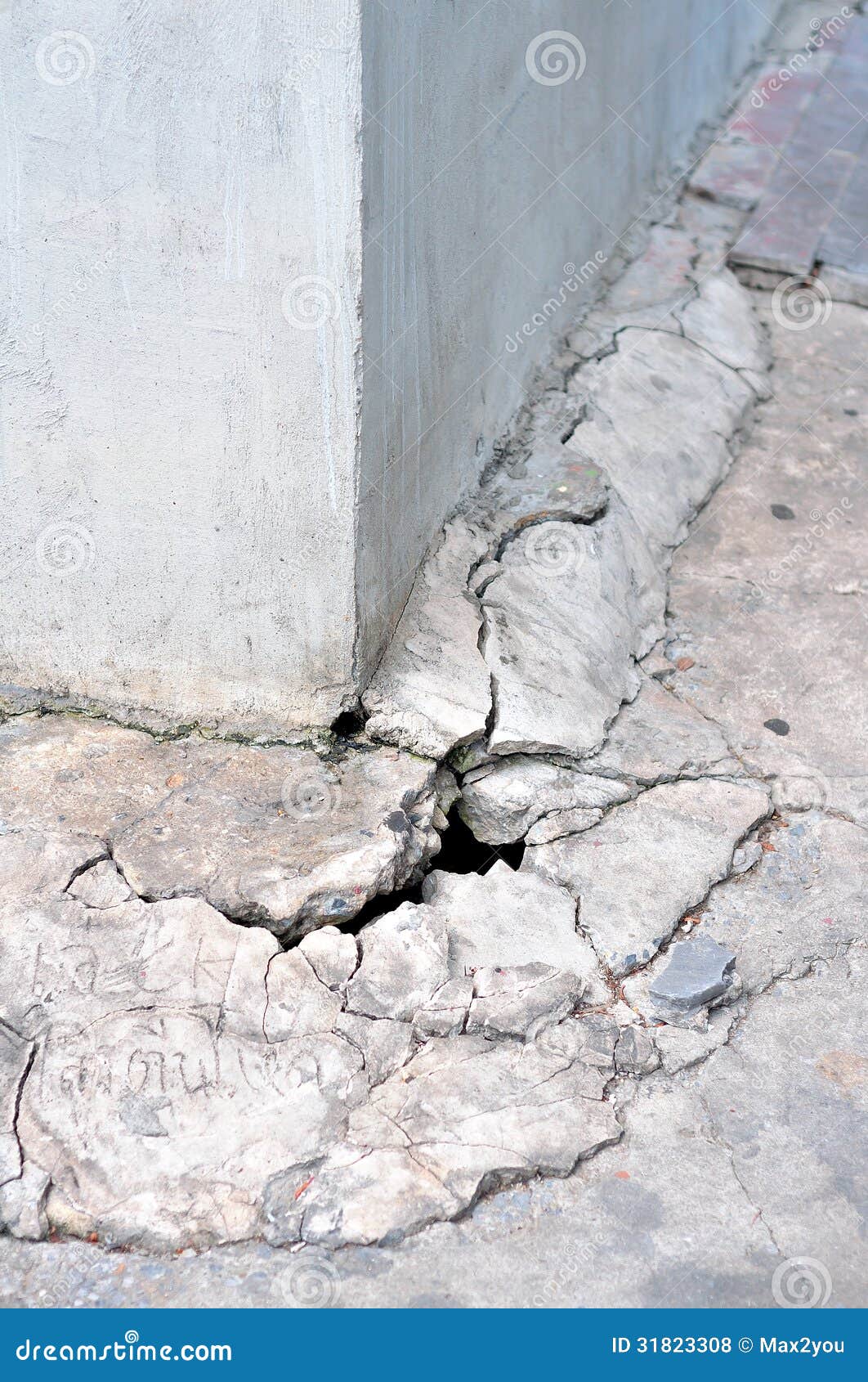 Concrete cracking. stock photo. Image of gray, background - 31823308