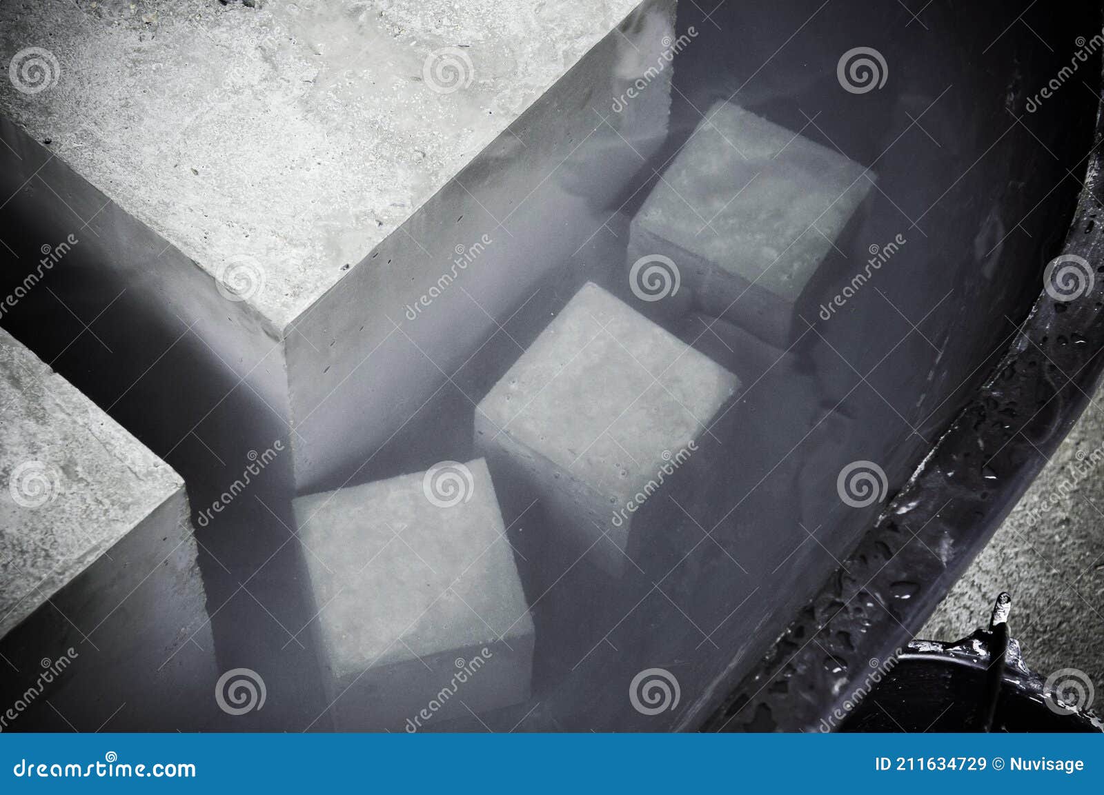 Concrete Cube Block for Strength Testing Soak in Water Stock Image ...