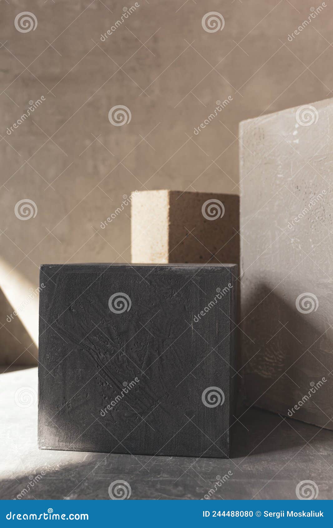 Concrete Cube and Bricks Near Wall Background Texture. Abstract Art or ...