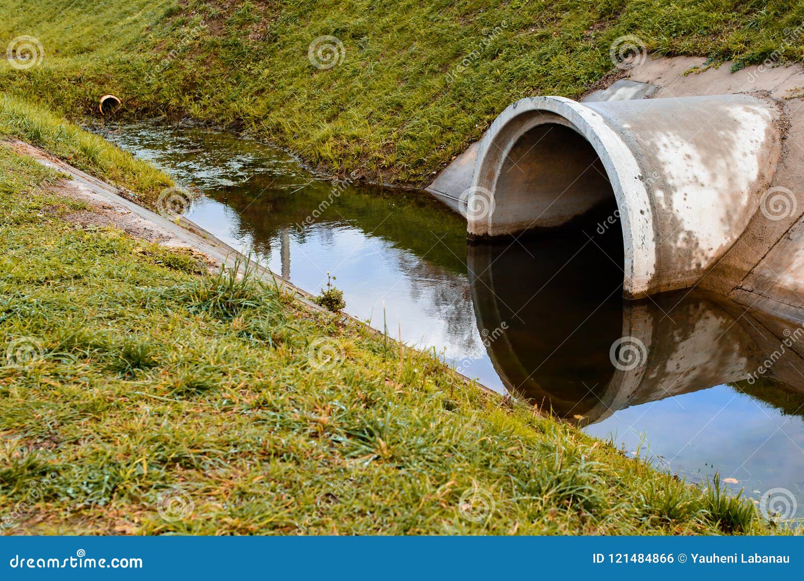 Concrete Culvert Pipe Hole System Draining Sewage Water. Environ Stock ...