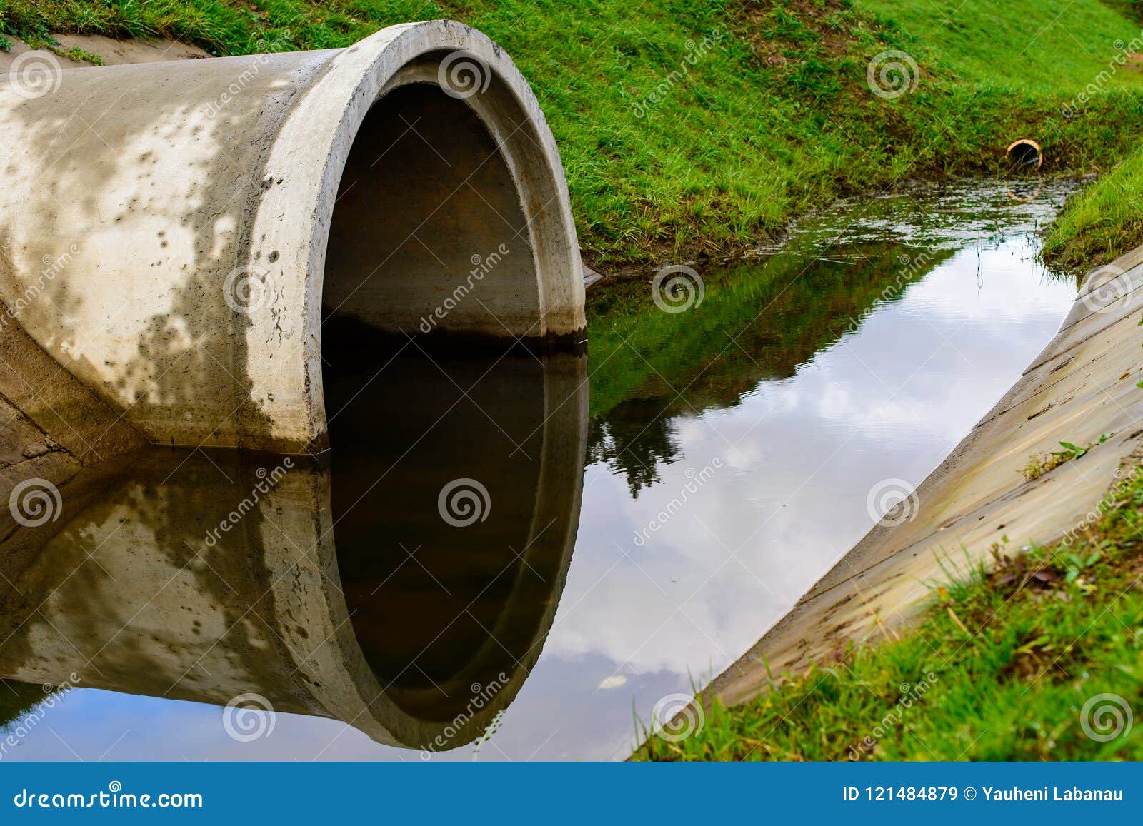 Concrete Culvert Pipe Hole System Draining Sewage Water. Environ Stock ...