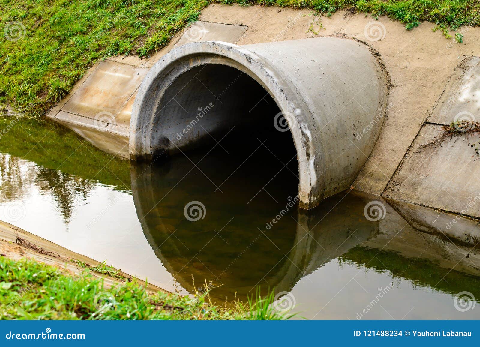 Concrete Culvert Pipe Hole System Draining Sewage Water In Rays Stock ...