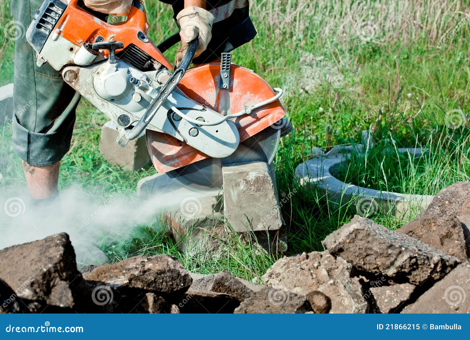 Concrete Curb Cutting stock image. Image of roadworks - 21866215