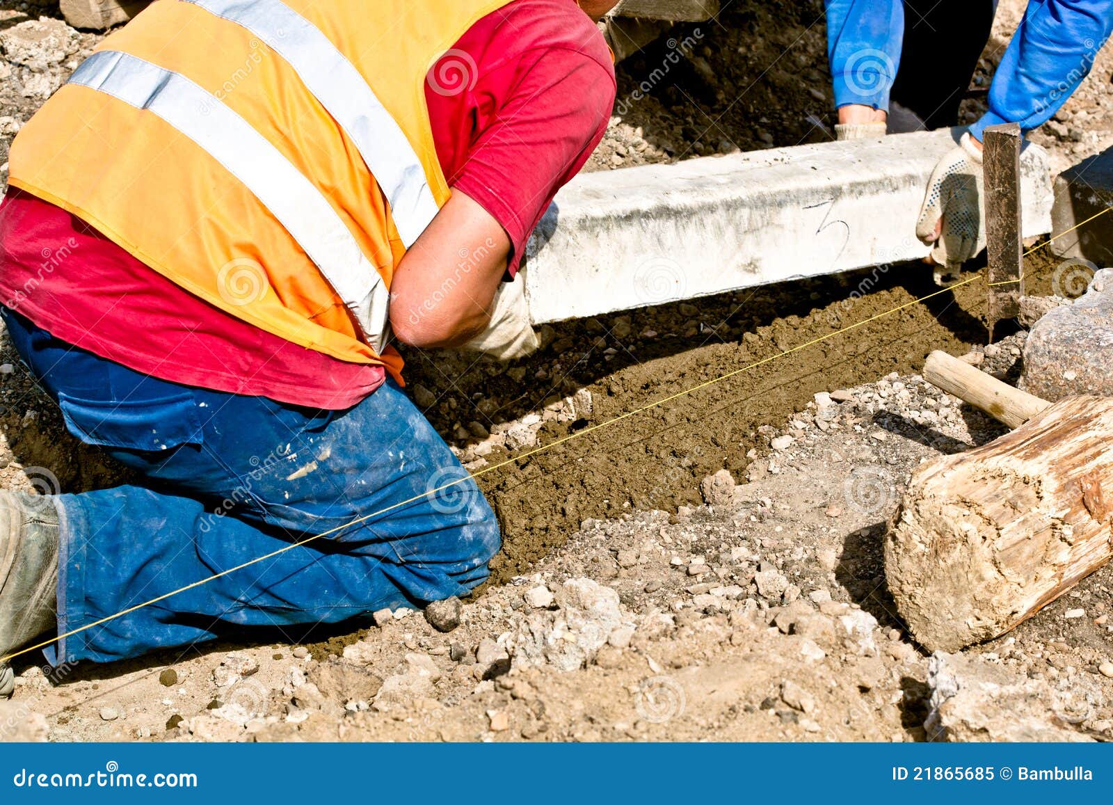 Concrete Curbs Installation Stock Image - Image of activity, cement ...
