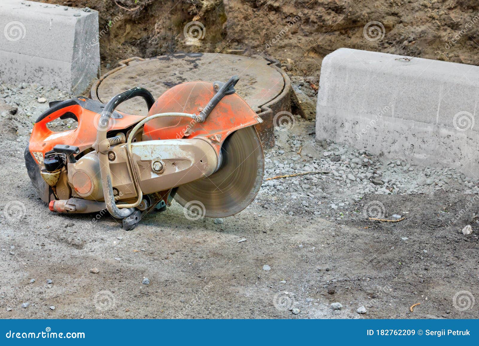 Concrete Cutter at the Construction Site in Working Order Stock Image ...