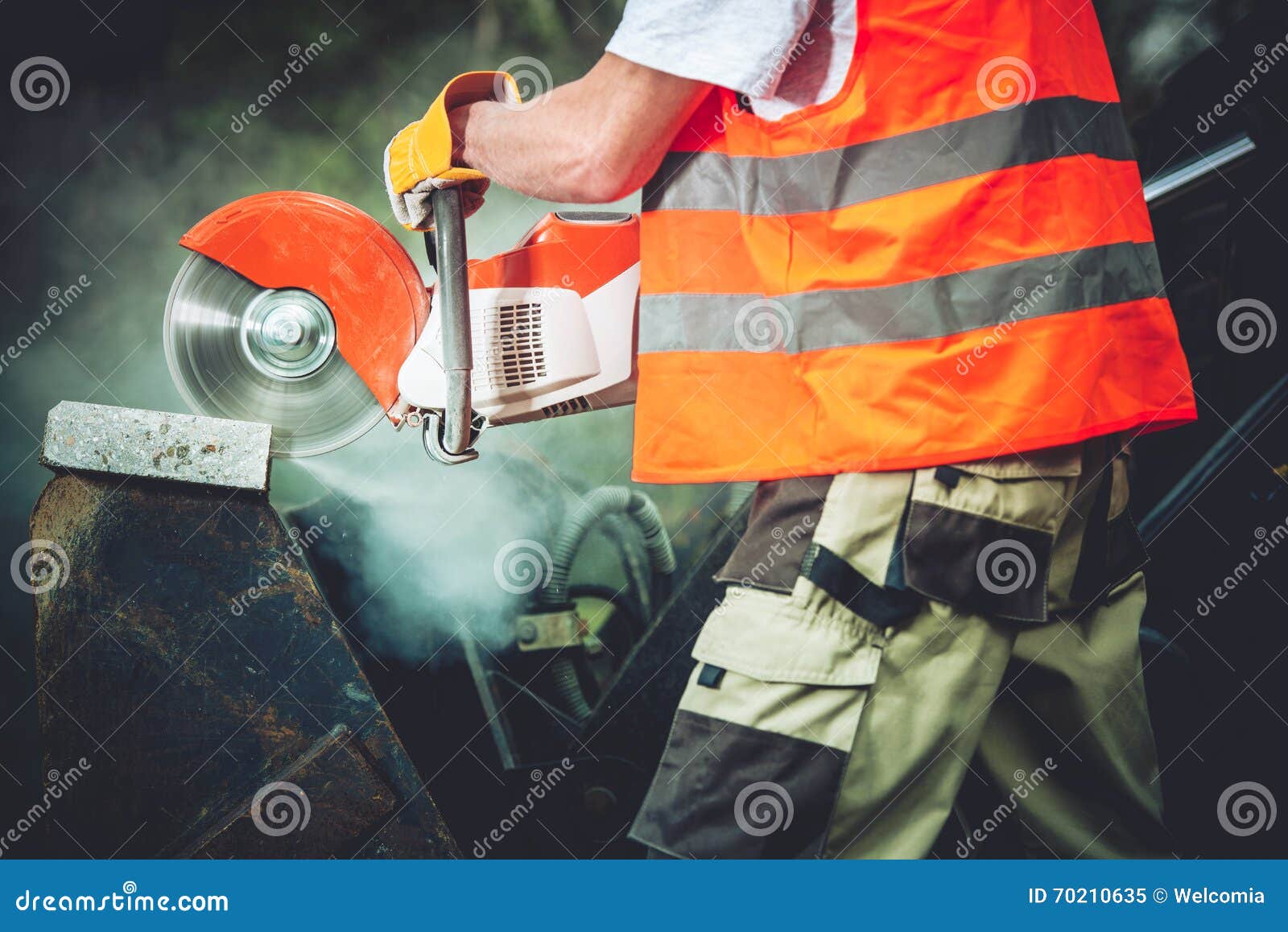 Concrete Cutting Construction Stock Image - Image of spinning ...