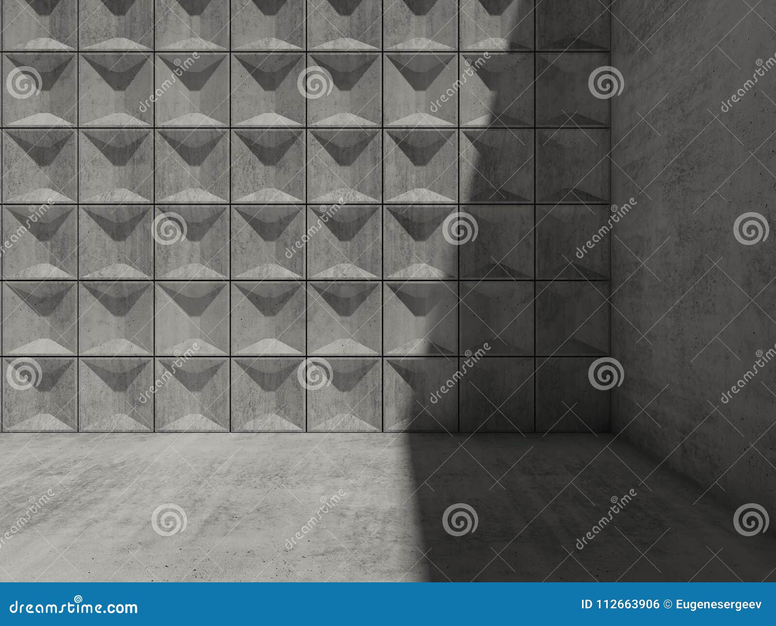 Concrete 3d Interior with Shadow Corner Stock Illustration ...