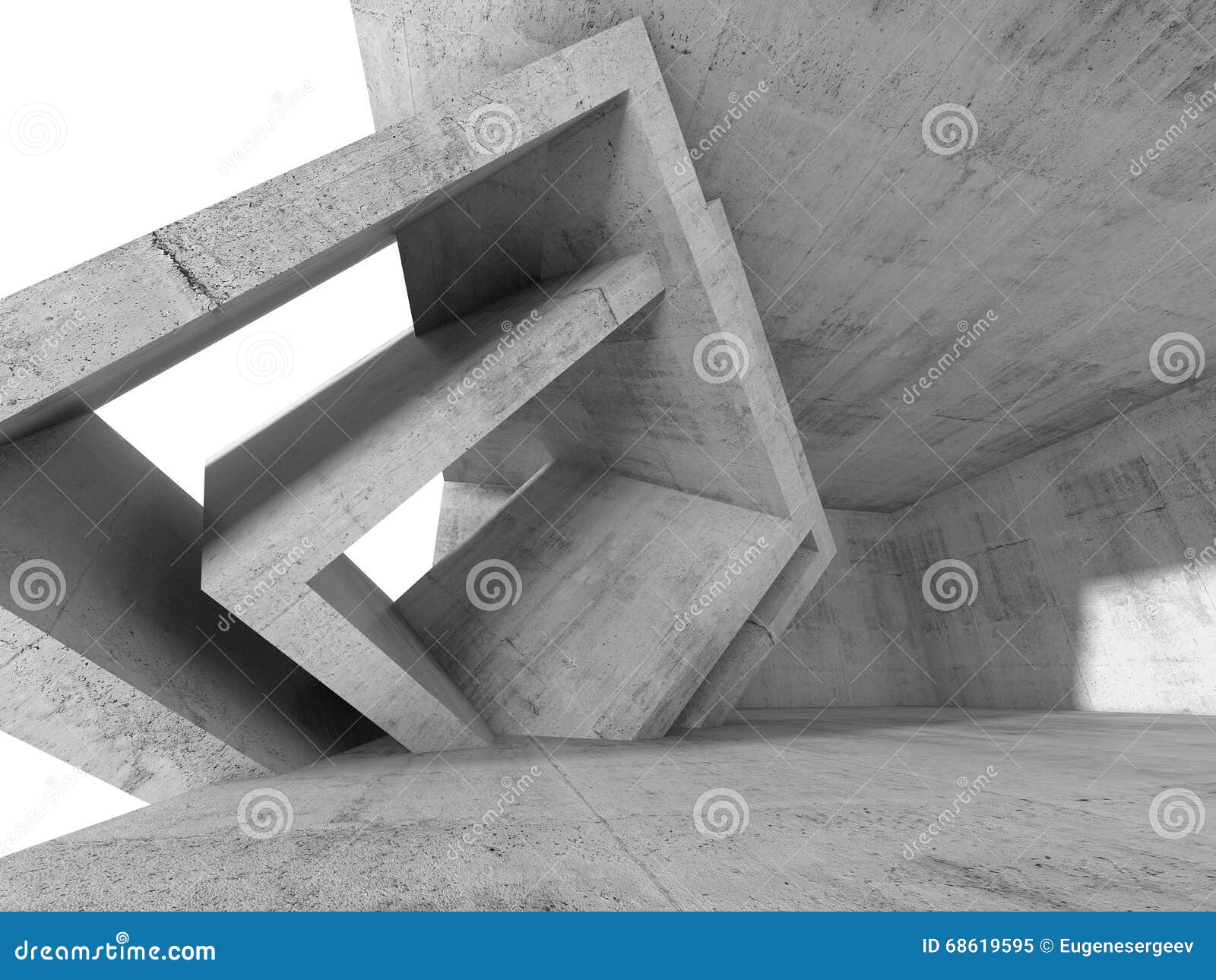 Concrete 3 D Room with Cubic Interior Structures Stock Illustration ...