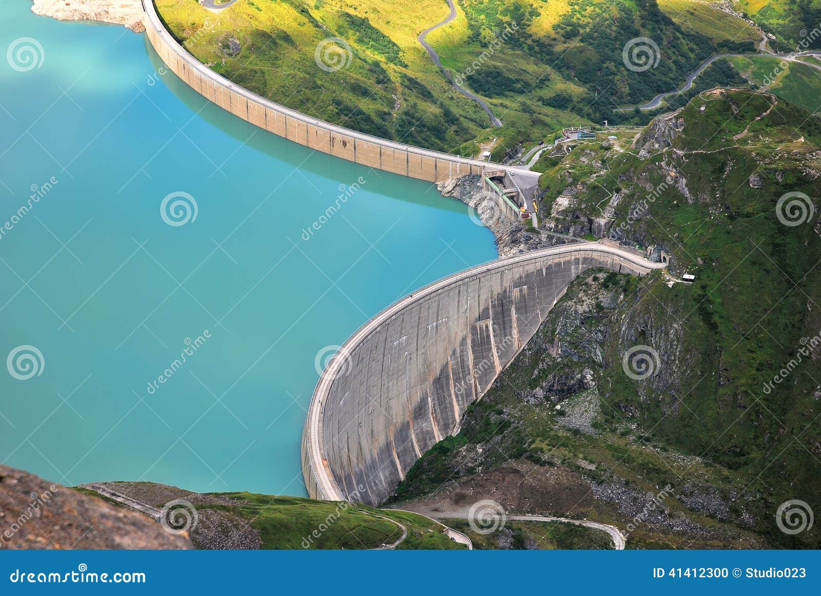Concrete dam in mountain stock photo. Image of mountain - 41412300