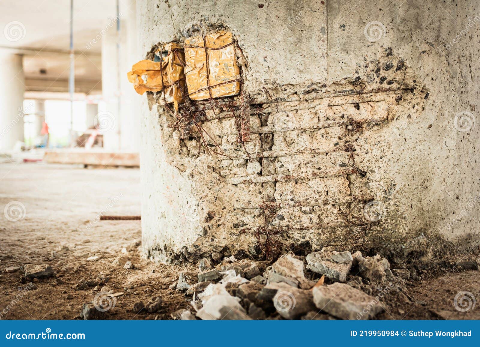 The Concrete is Damage Due To Iron Rust. the Concrete Surface Was ...