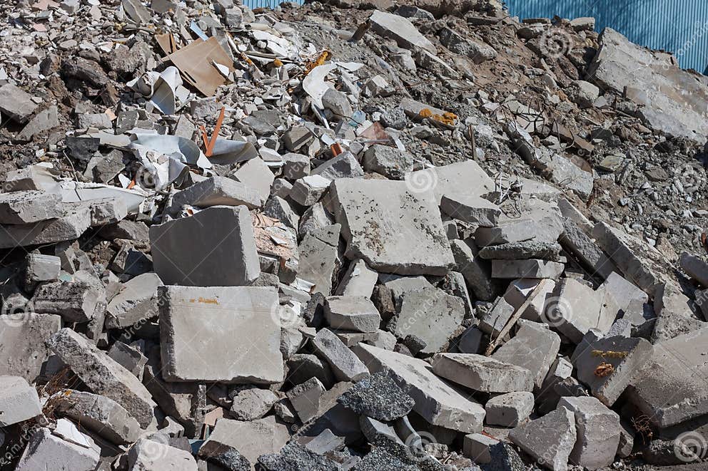 Concrete Debris on Construction Site Stock Image - Image of labor ...