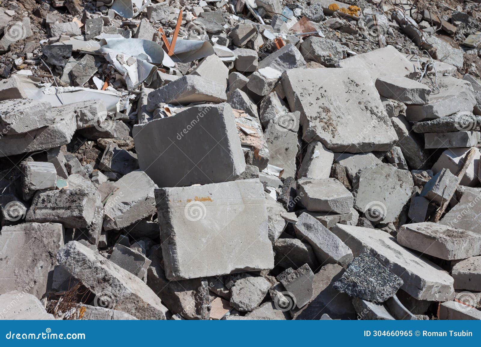 Concrete Debris on Construction Site Stock Image - Image of demolished ...