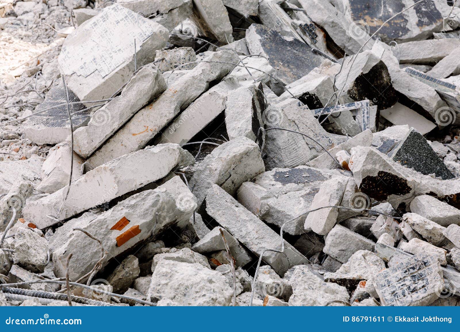 Concrete Debris Stacked into a Wall Stock Image - Image of blocks ...
