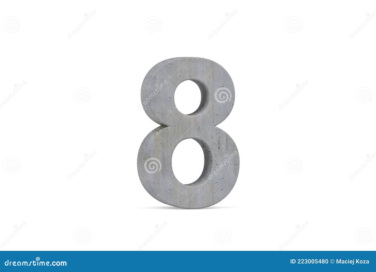 Concrete Digit 8 - Three Dimensional Digit 8 on White Background Stock ...