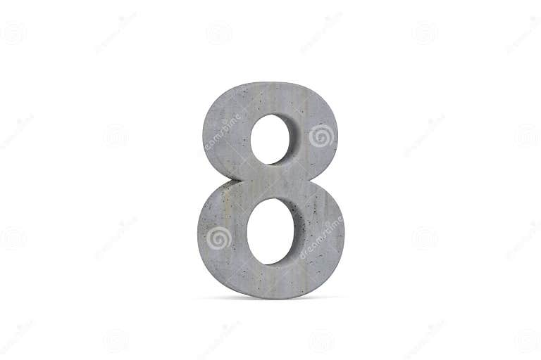 Concrete Digit 8 - Three Dimensional Digit 8 on White Background Stock ...