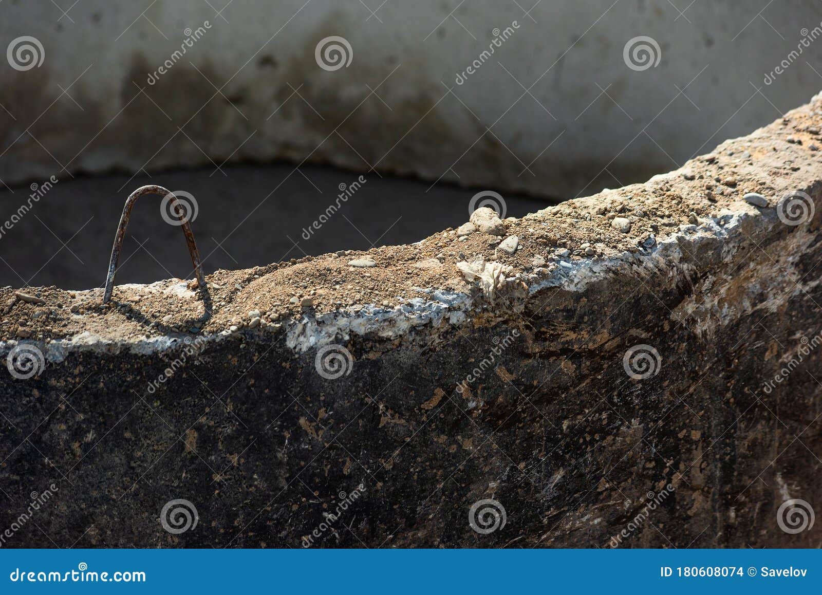 The Concrete Dirty Ring Well with Mounting Loop is Close Stock Photo ...