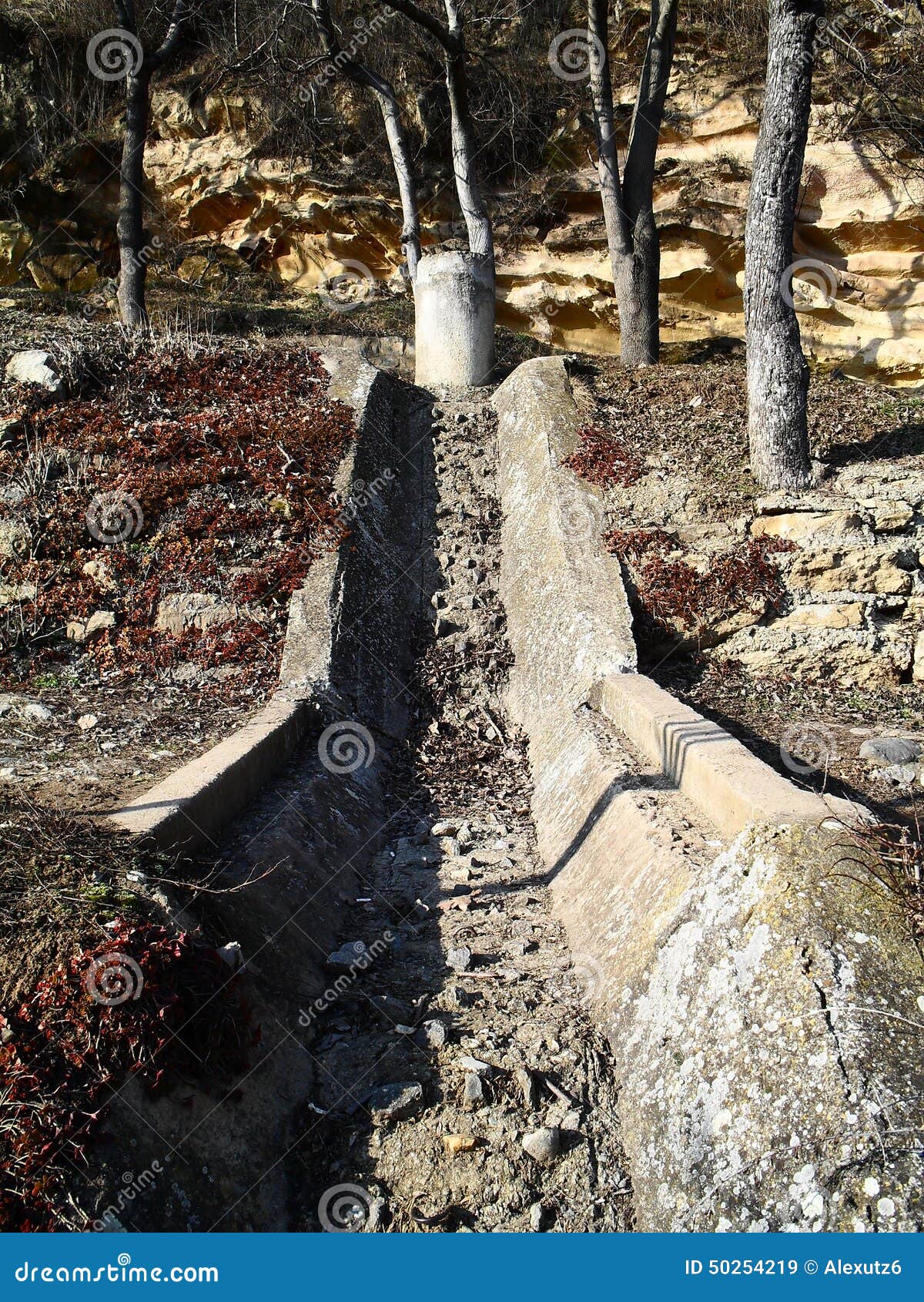 Concrete ditch stock image. Image of nature, field, park - 50254219