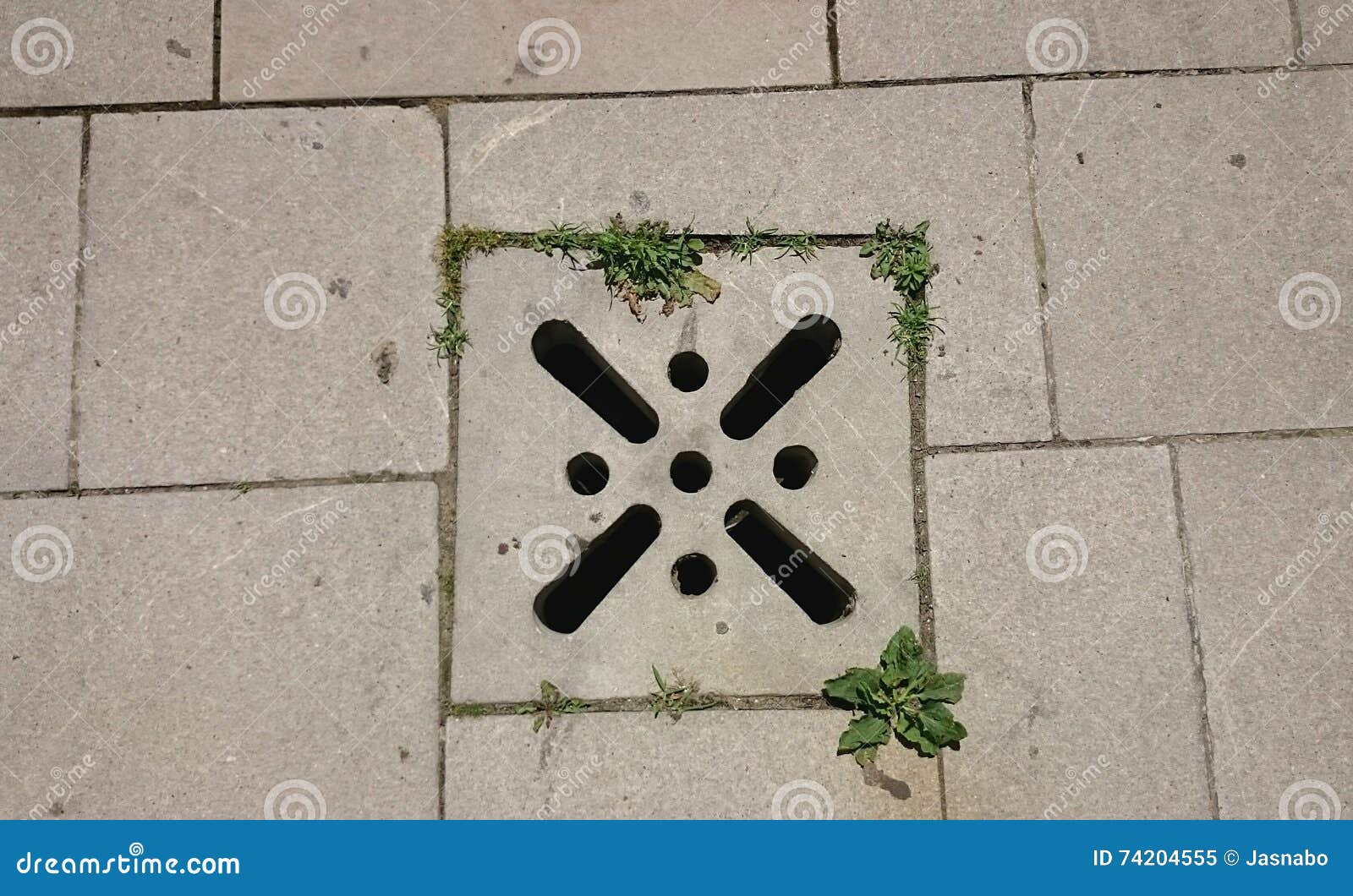 Concrete drain cap stock image. Image of plants, square - 74204555