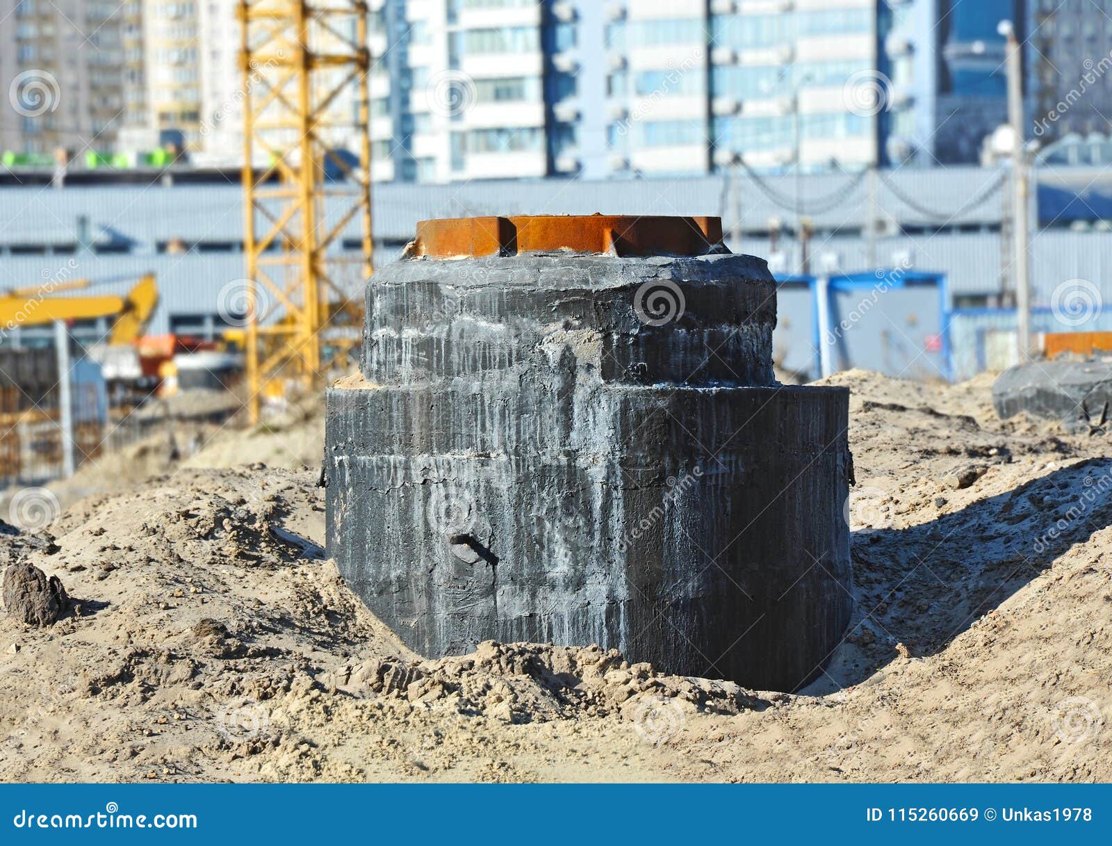 Concrete drain pit editorial stock image. Image of material - 115260669
