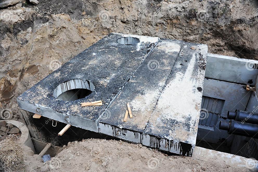 Concrete drain pit stock image. Image of manufacturing - 157147447