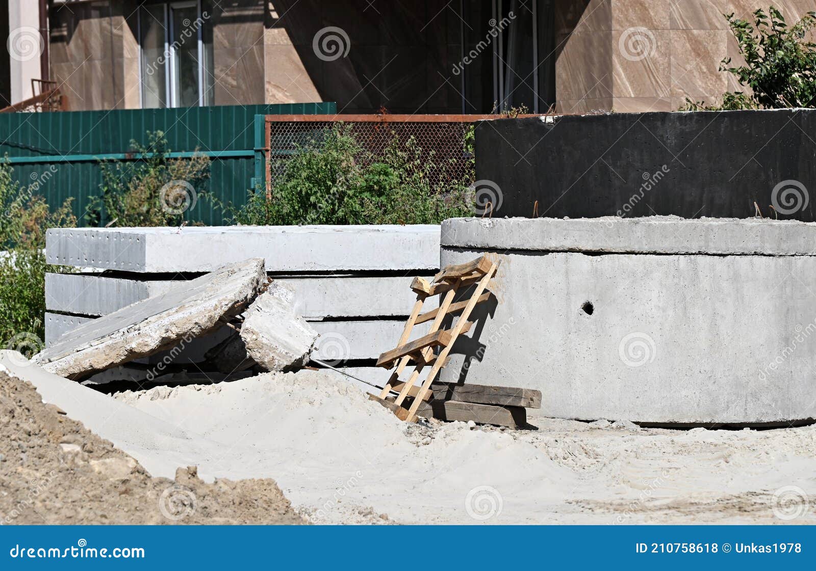 Concrete drain pit stock photo. Image of building, industrial - 210758618
