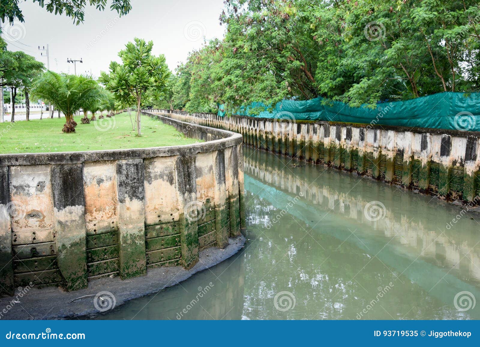 Concrete Drainage Canal with Water Pipe Stock Image - Image of flow ...