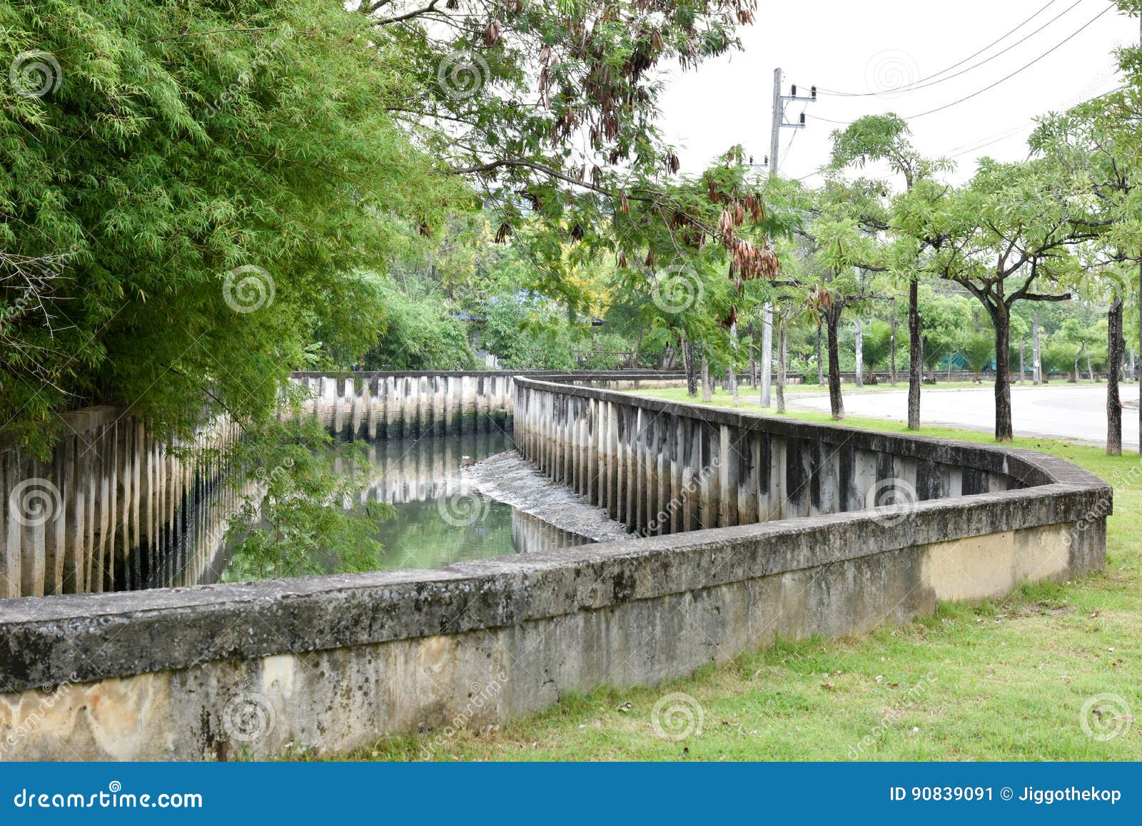 Concrete drainage canal stock image. Image of building - 90839091