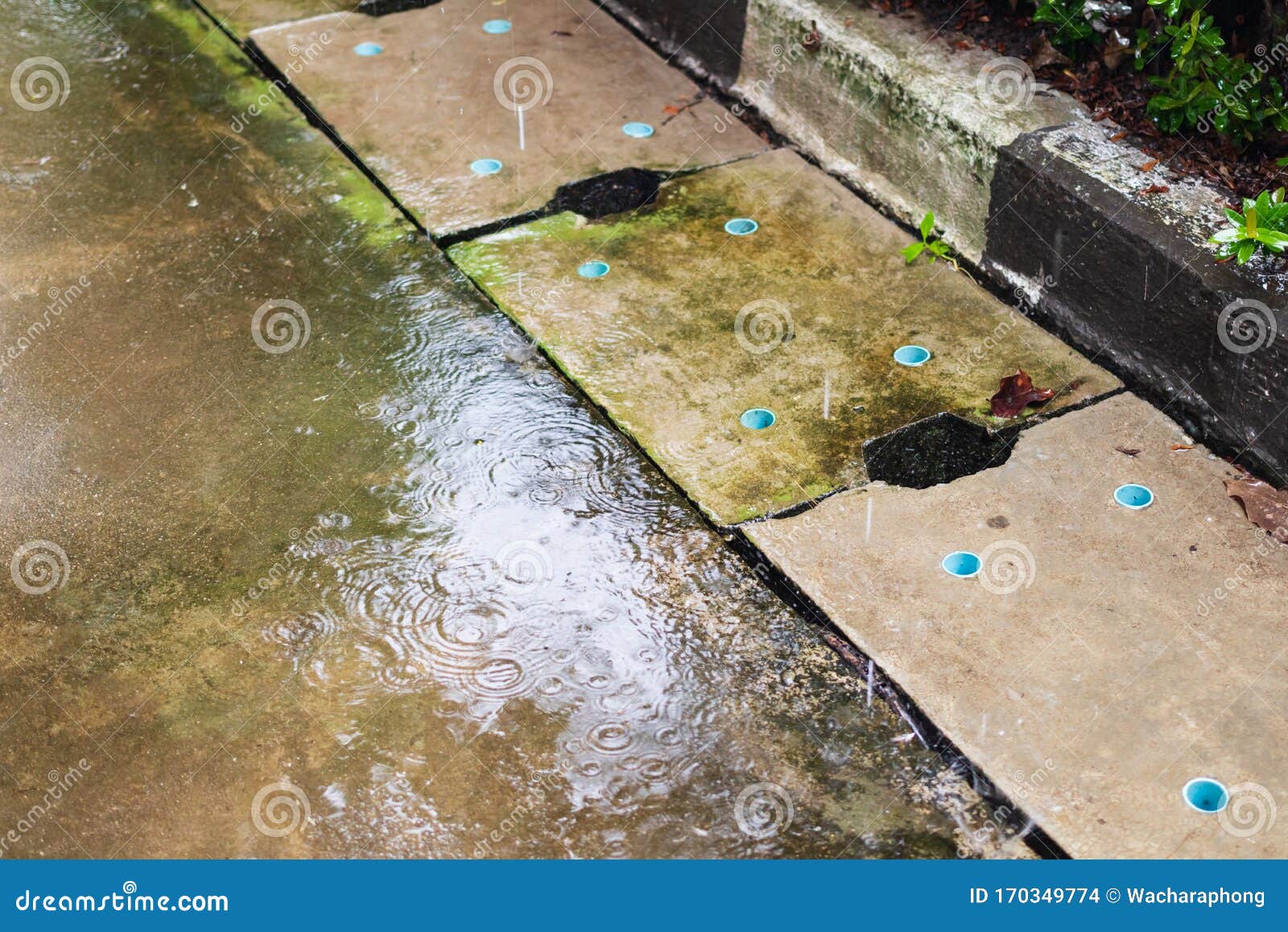 Concrete drainage holes stock photo. Image of design - 170349774