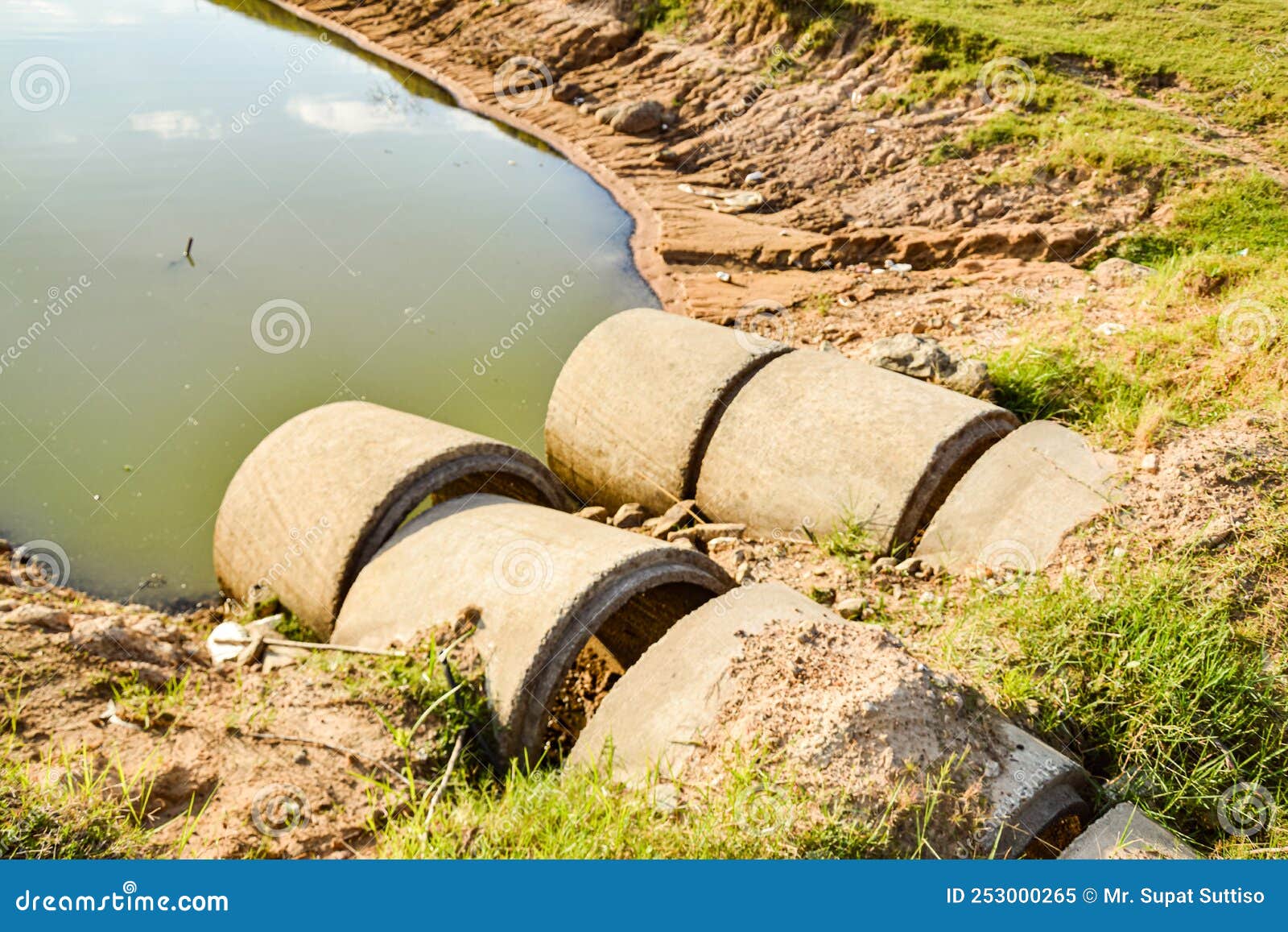 Concrete Drainage Pipe Collapsed after the Storm Calmed Down. Concept ...