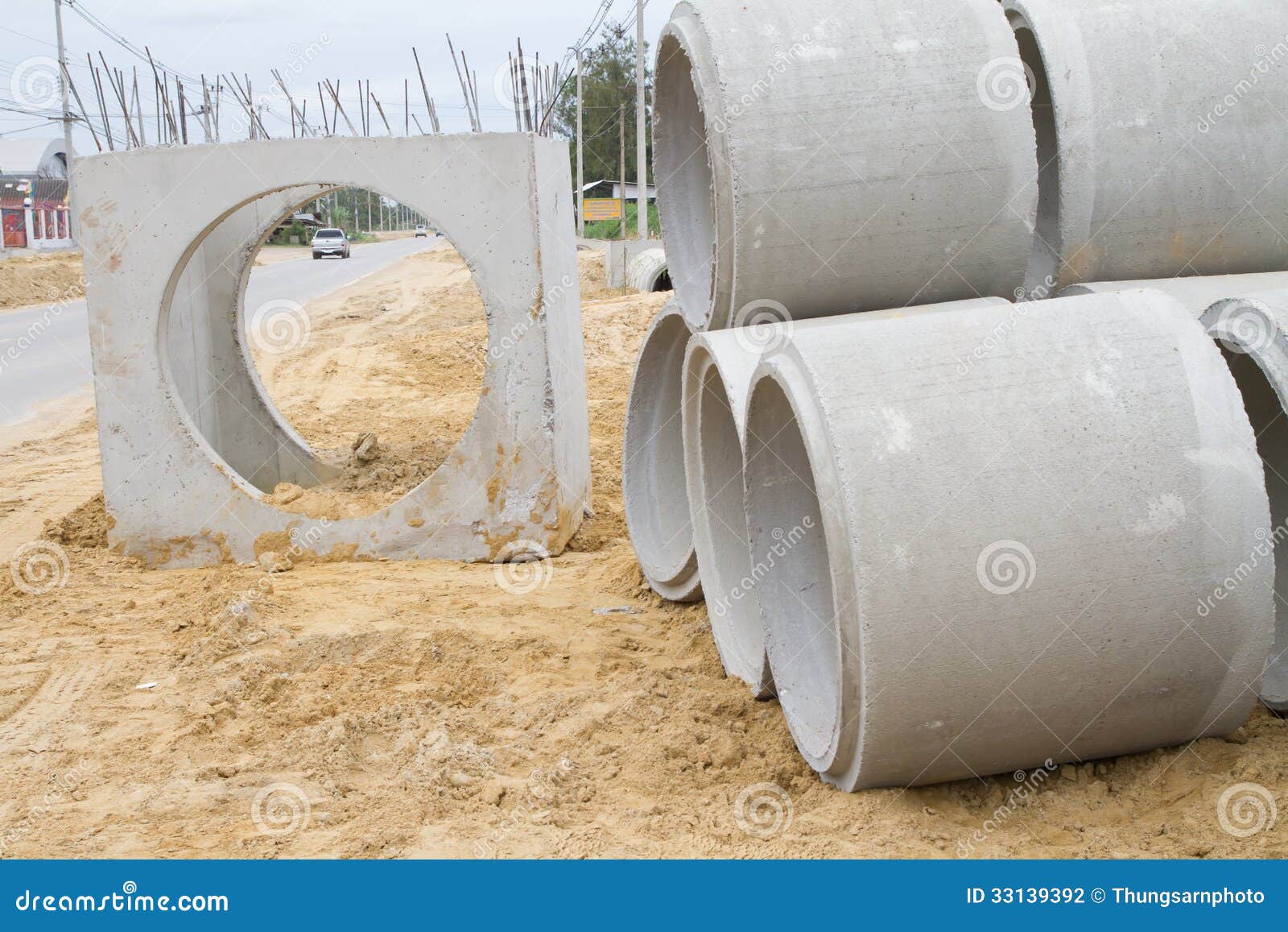 Concrete Drainage Pipe on a Construction Site Stock Photo - Image of ...